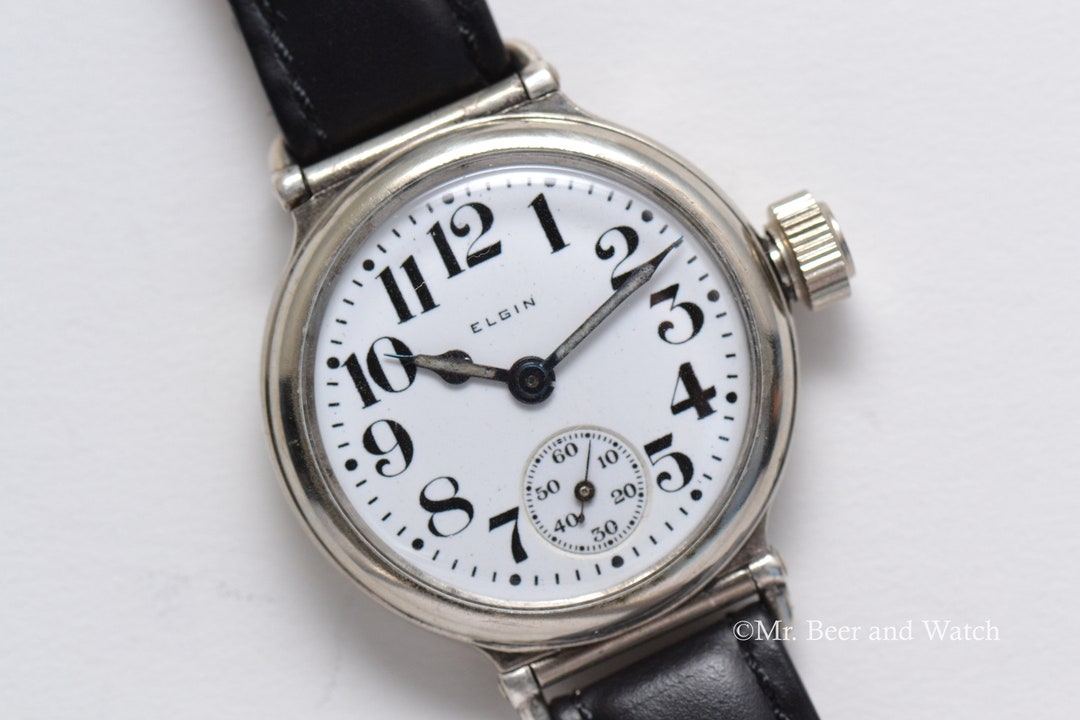 1918 Rare Vintage Swivel Lug Elgin, Philadelphia Case, Enamel Dial, WWI ...