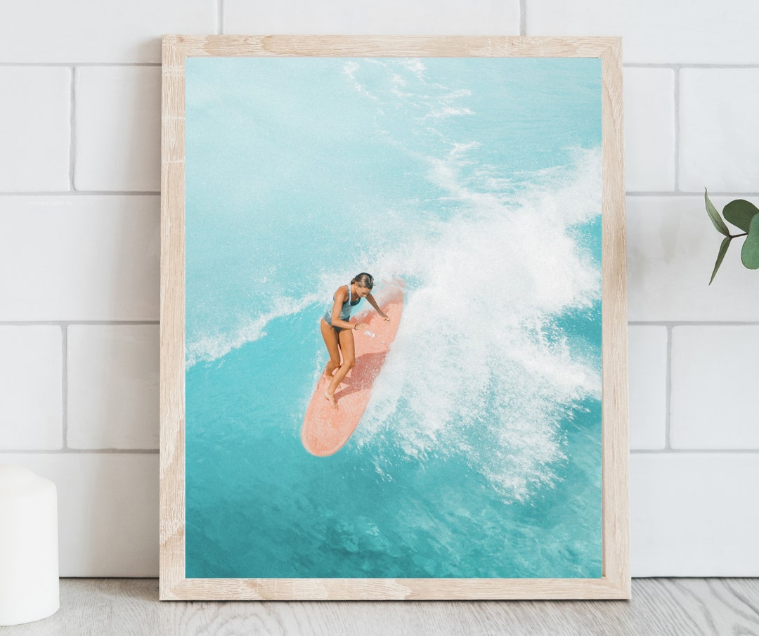 Surf Girl Print, Beach Wall Art, Surf Boho Wall Art, Surfing Wall Decor ...