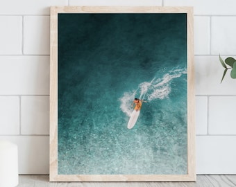 Surf Girl Print, Beach Wall Art, Surf Boho Wall Art, Surfing Wall Decor ...