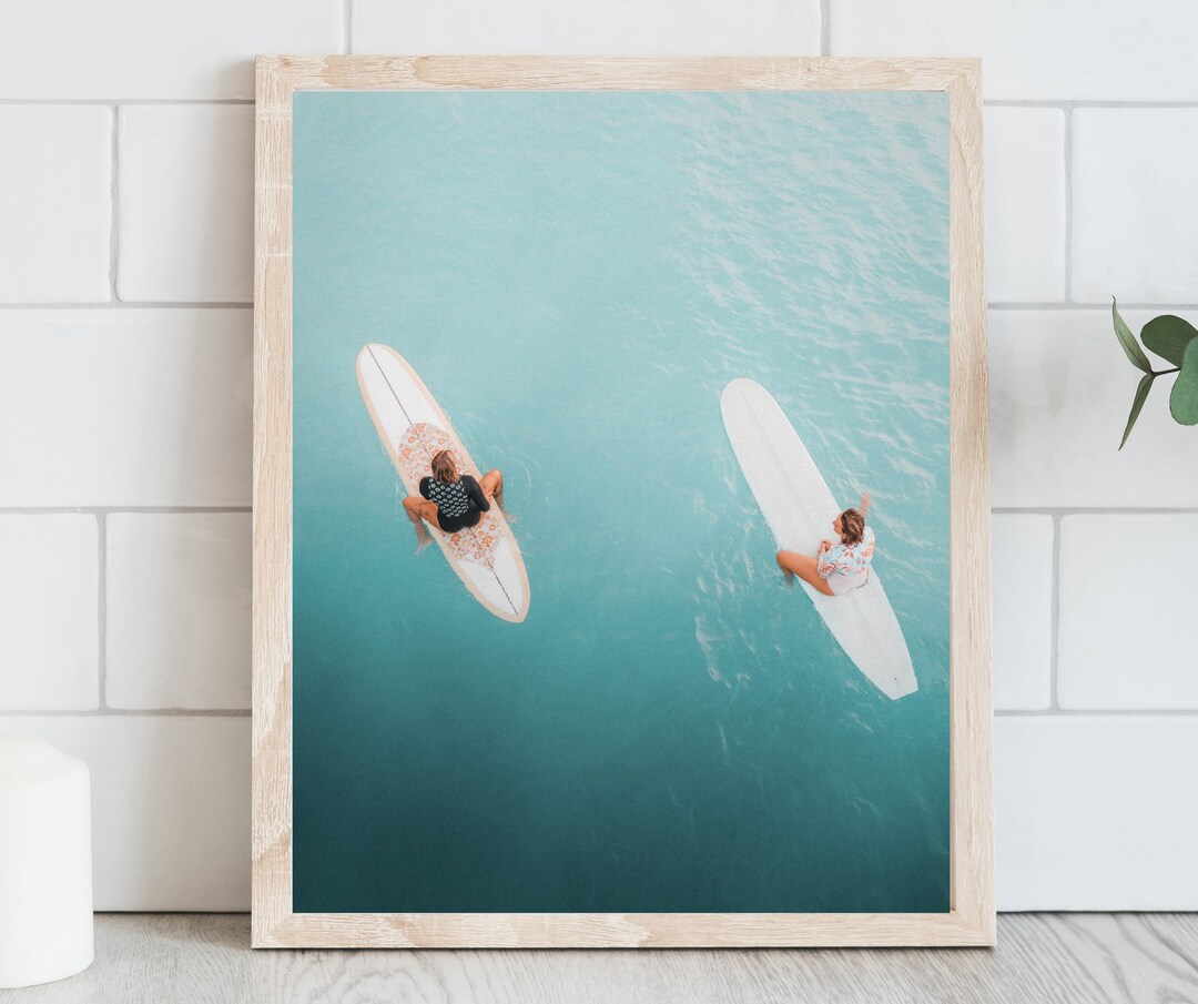 Surf Girl Print, Beach Wall Art, Surf Boho Wall Art, Surfing Wall Decor ...