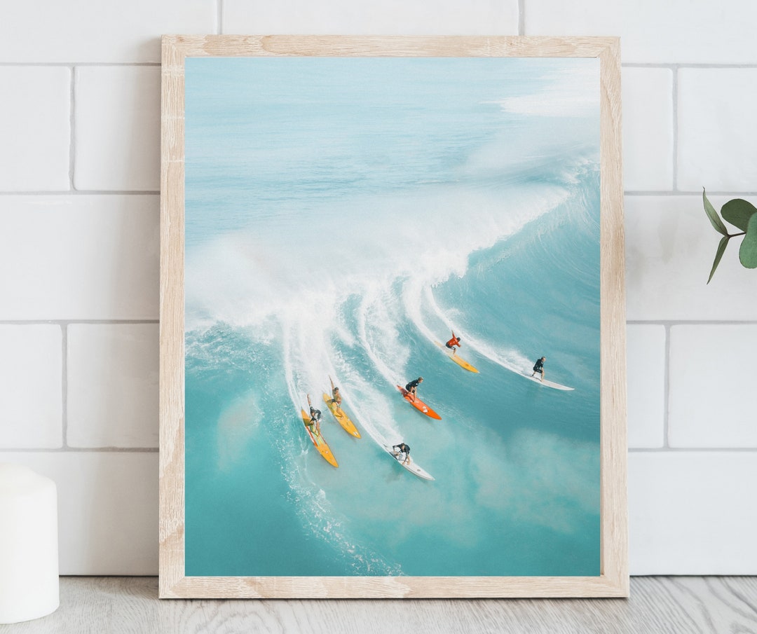 Ocean Wave Print Wall Art, Surf Print, Longboard, Printable Wave Art ...