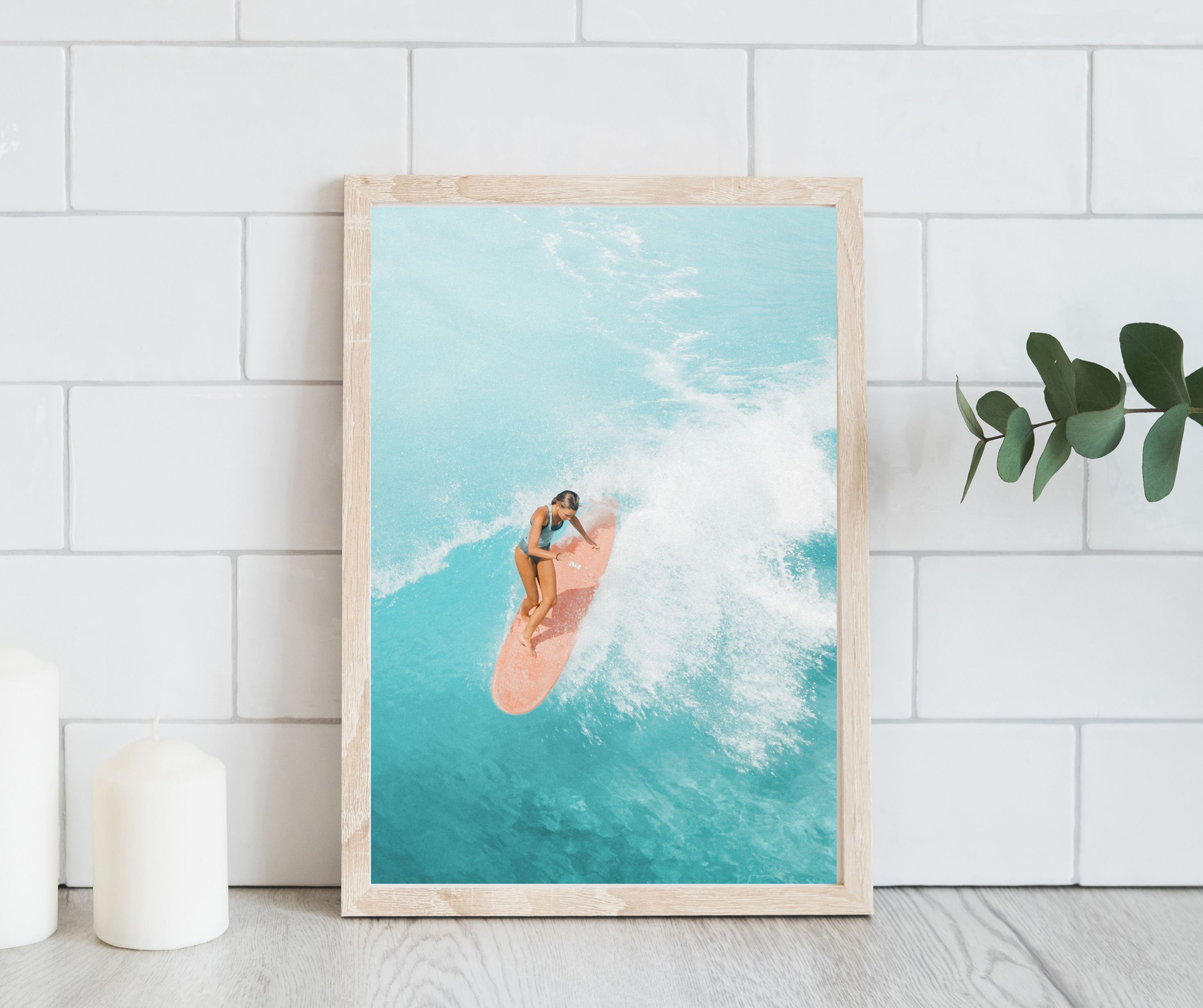 Surf Girl Print, Beach Wall Art, Surf Boho Wall Art, Surfing Wall Decor ...