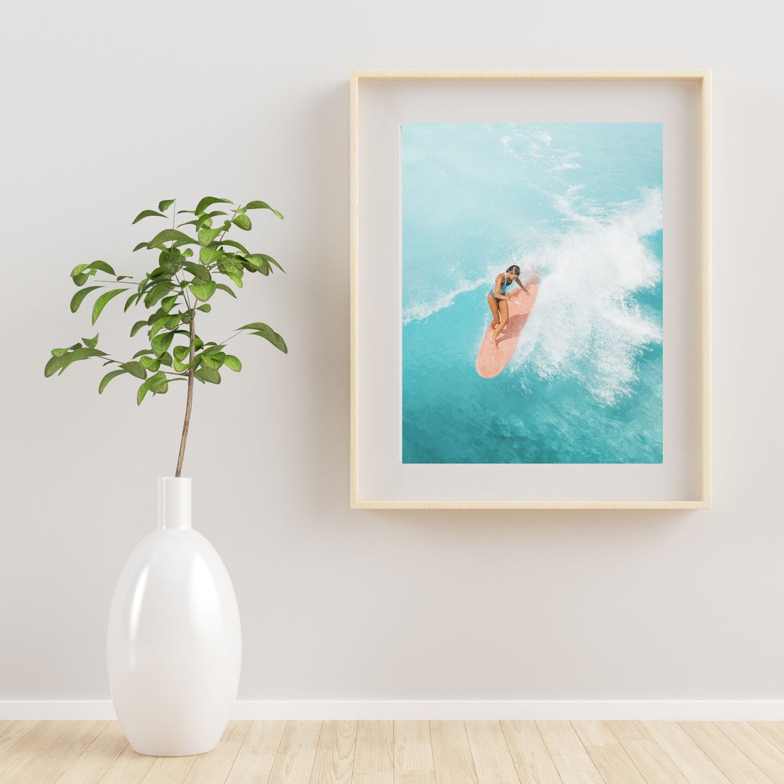 Surf Girl Print, Beach Wall Art, Surf Boho Wall Art, Surfing Wall Decor ...