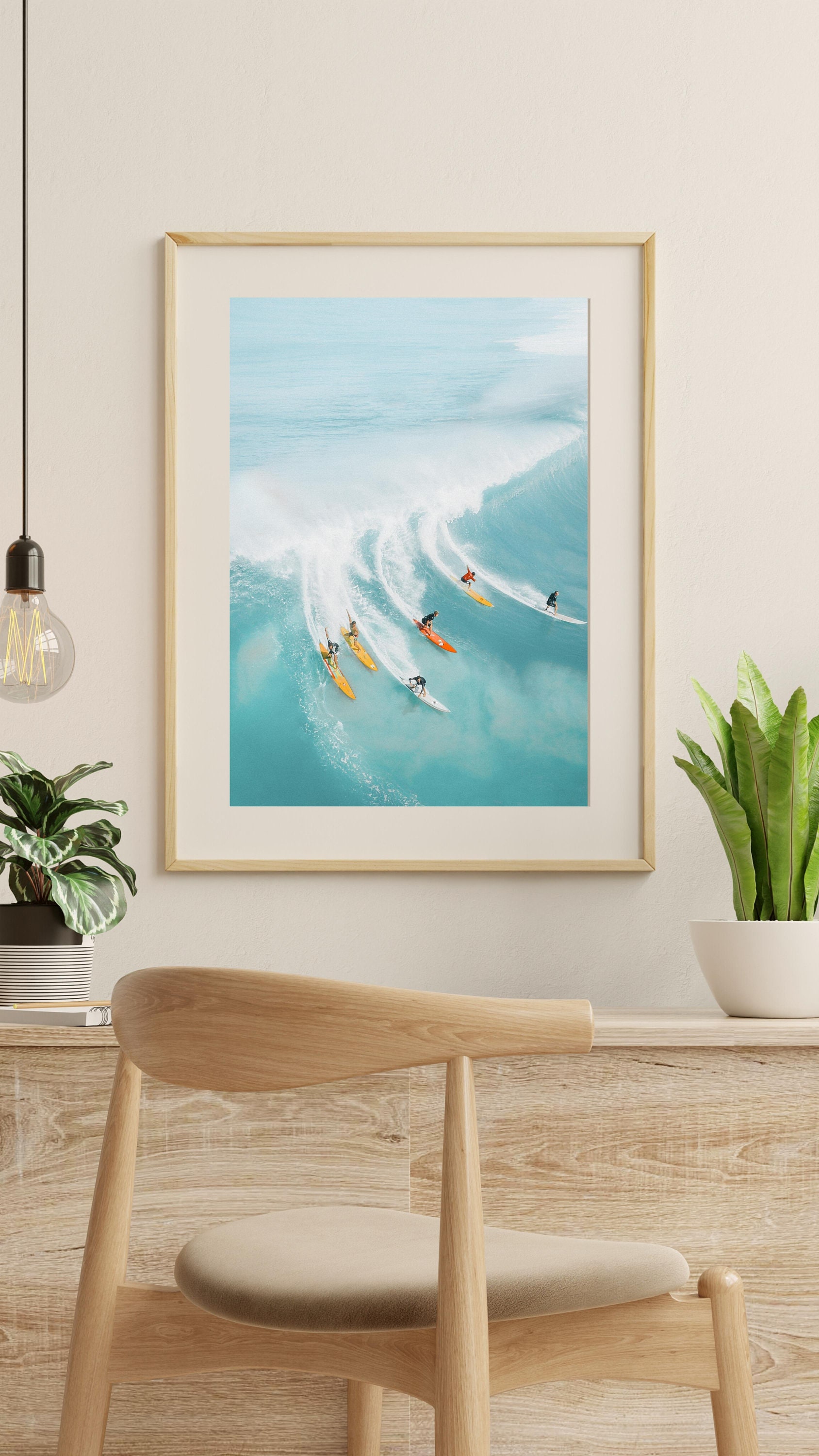 Ocean Wave Print Wall Art, Surf Print, Longboard, Printable Wave Art ...