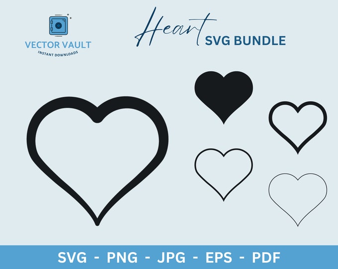 Heat Svg Bundle, Outline Svg, Heart Cut File, Heart Clipart, Svg Files ...
