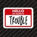 Hello My Name is Trouble! Funny Sticker! 3"x2.1" Waterproof! Made in ...