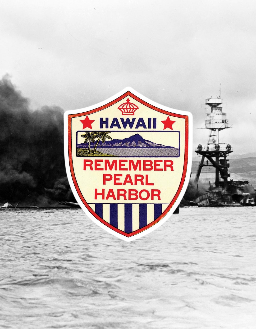 Vintage Remember Pearl Harbor Hawaii Decal Reproduction. 4"x3.5" - Etsy