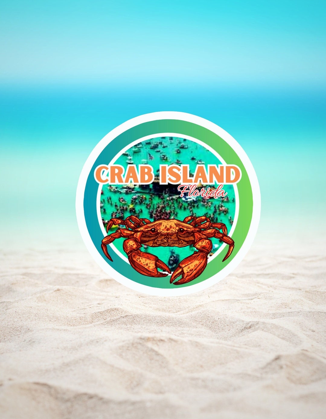 Crab Island Destin Florida Vinyl Sticker - Etsy