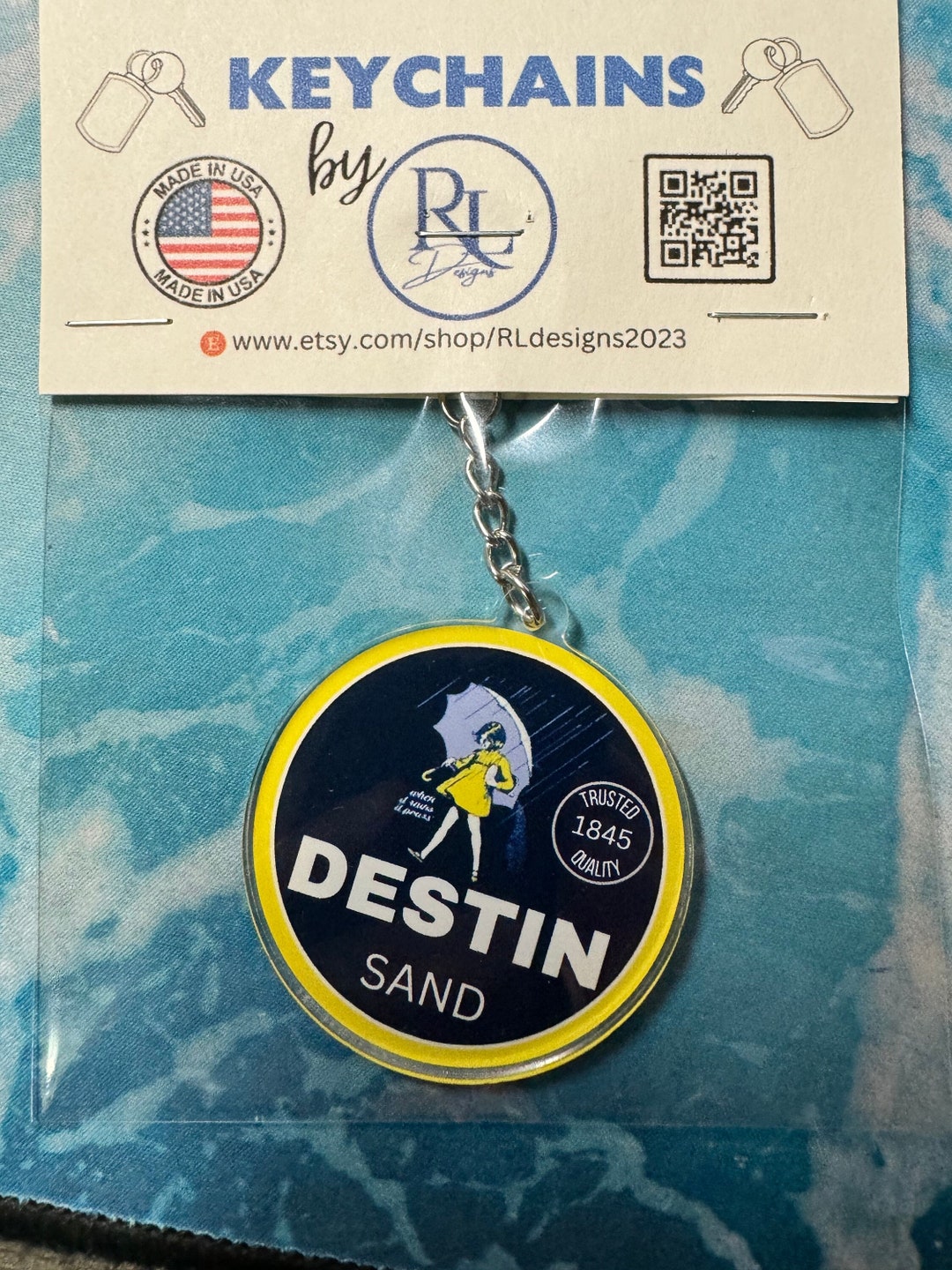 Destin Florida Key Chain! 2"x2" in Diameter! Made in the USA! - Etsy