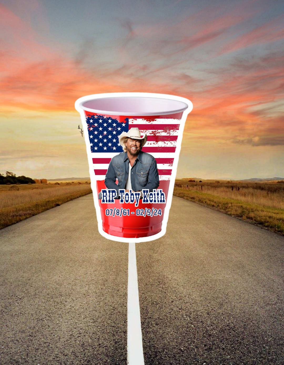 RIP Toby Keith Red Solo Cup Decal/sticker Tribute. 3"x2" Made in the ...