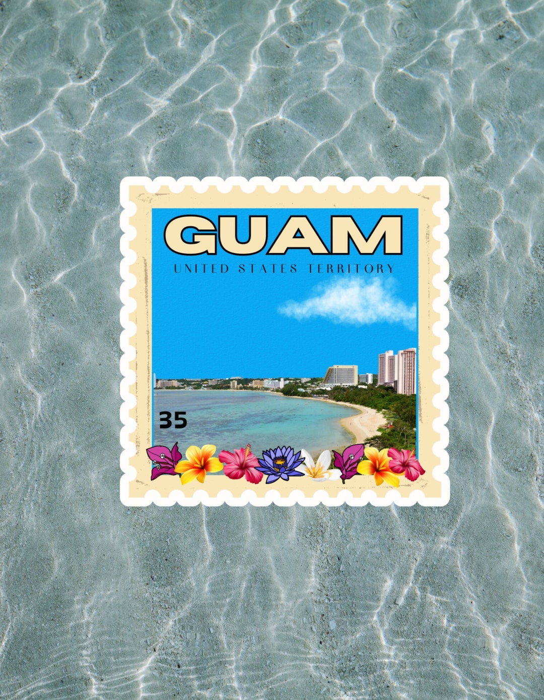 Guam Travel Stamp Decal! 3"x3" Waterproof! Made in the USA! - Etsy
