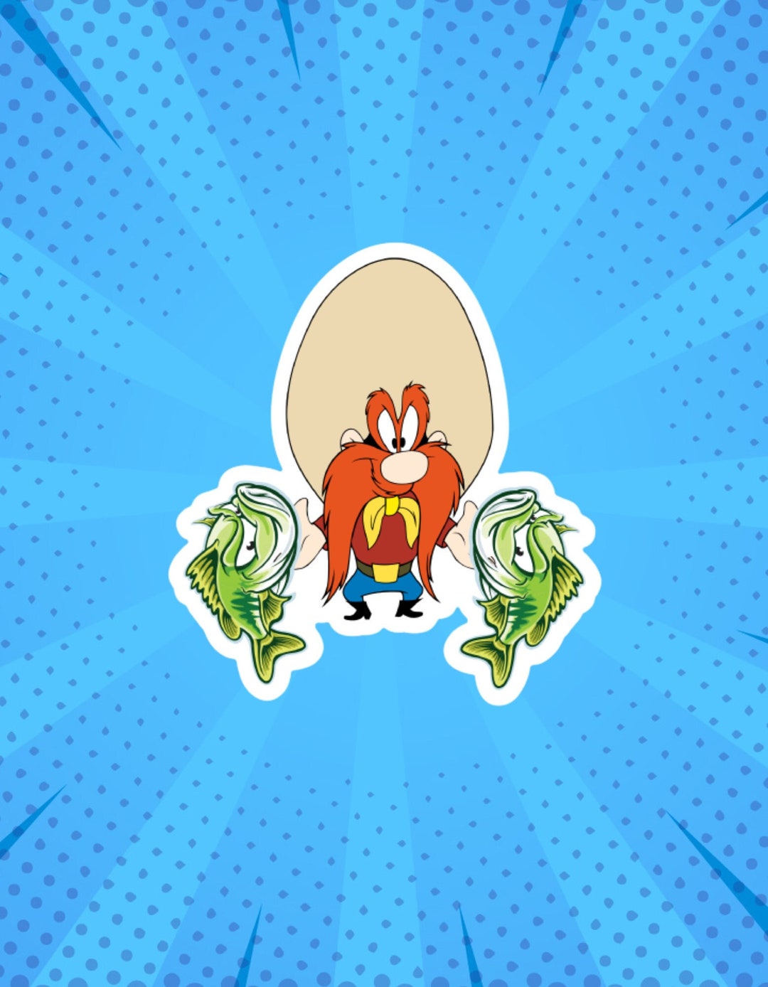 Yosemite Sam Fish Decal/sticker. 3"x2.8" Waterproof. Made in the USA ...