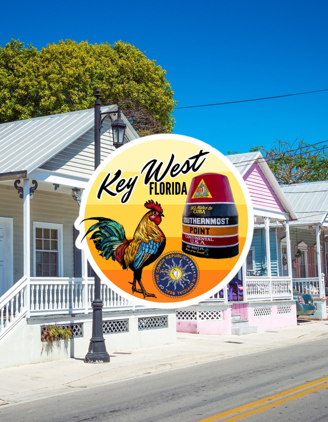 Key West Chicken Sticker! Over 3
