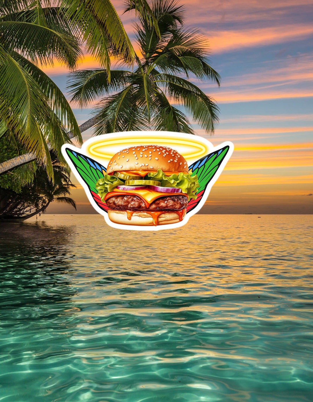 RIP Cheeseburger in Paradise With Parrot Wings Halo Tribute Sticker ...