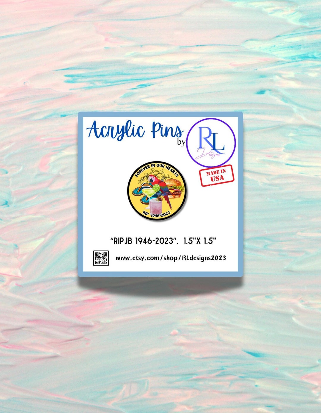 RIP JB 1946-2023 Tribute Acrylic Pin 1.5"x1.5" in Diameter! Made in the ...
