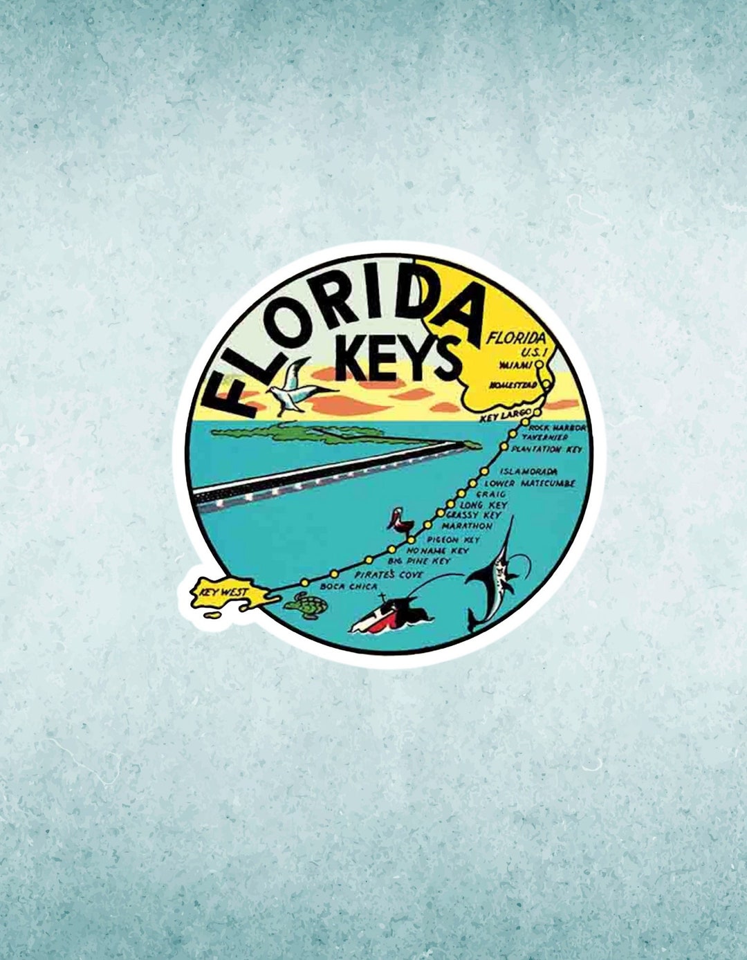 Vintage Key West 1950 Reproduction Sticker 3.04"x3" Waterproof! Made in ...