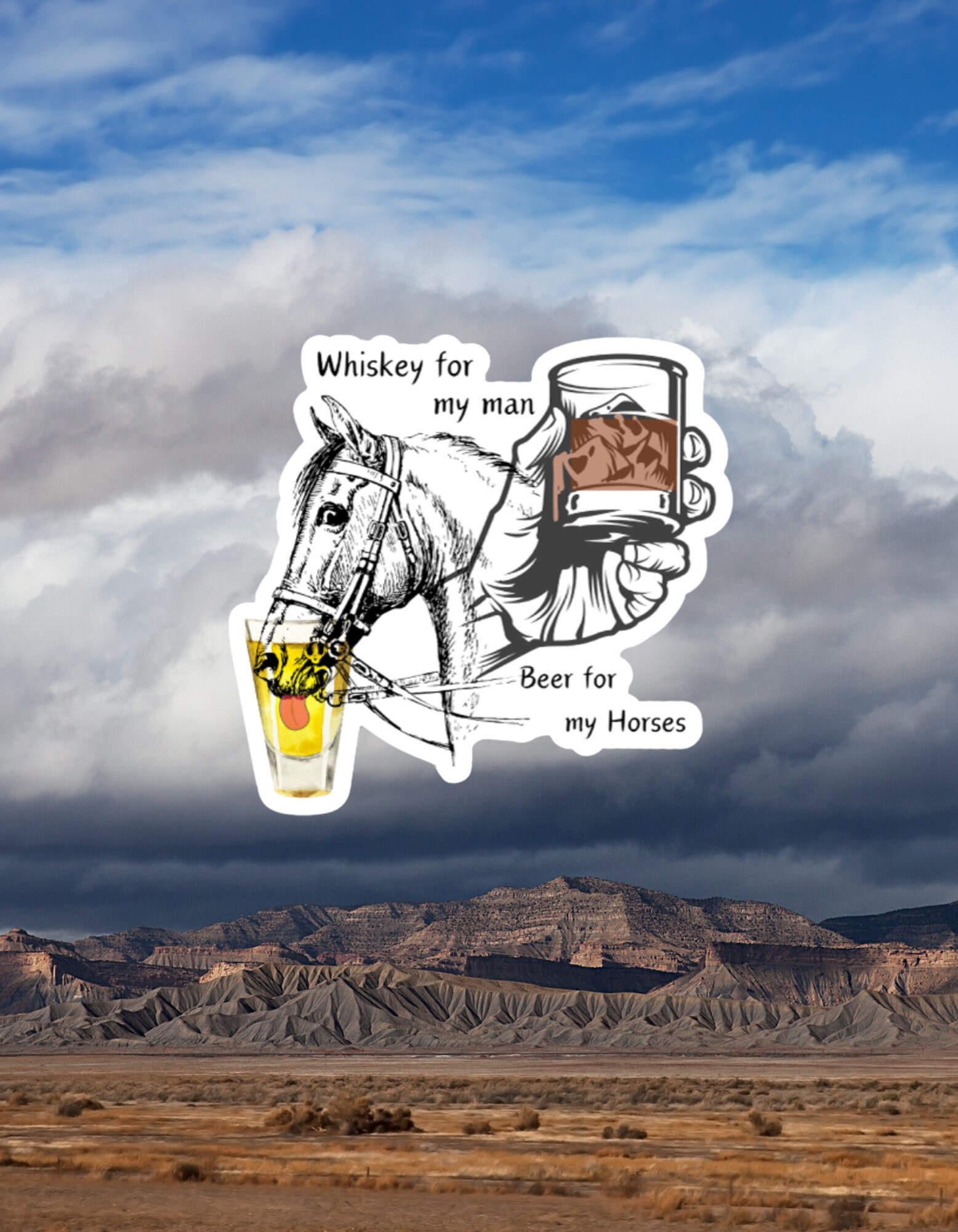 Whiskey and Beer Horse Decal, Waterproof Sticker - Etsy