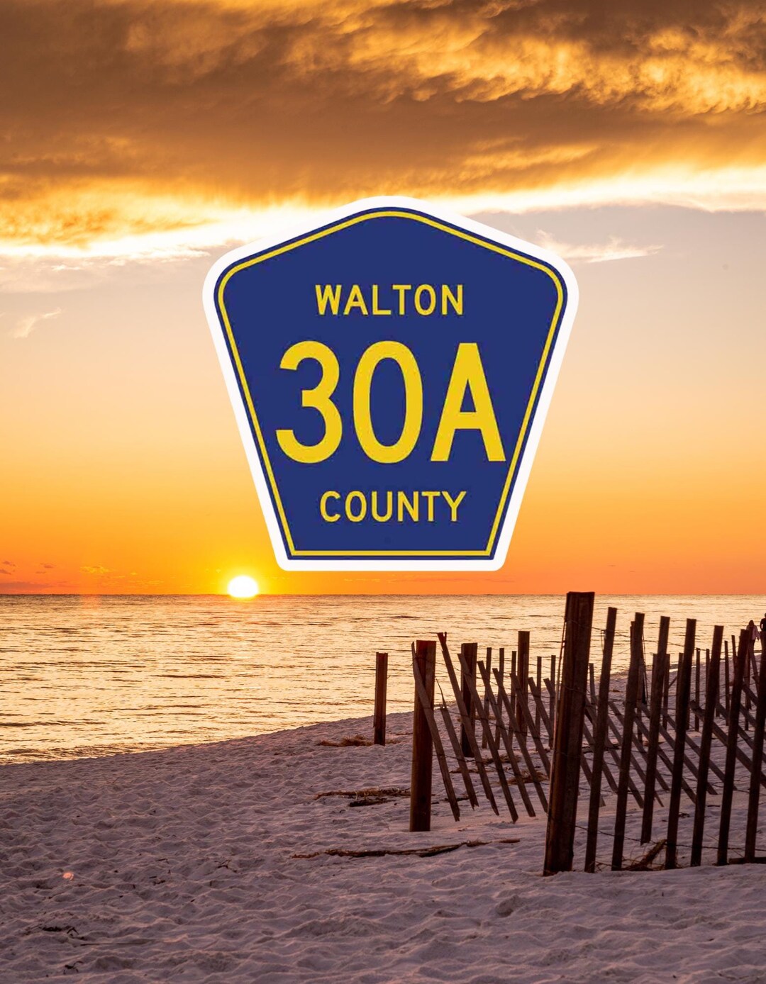Vintage 30A Walton County Sign Sticker! 3"x3" Waterproof! Made in the ...