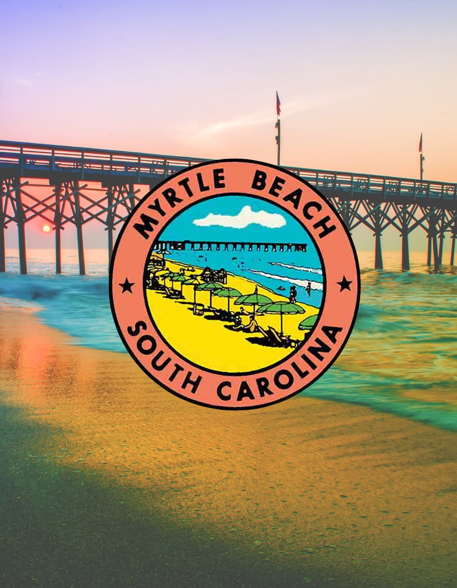 Myrtle Beach South Carolina 1950's Vintage Reproduction Sticker 3"x3 ...