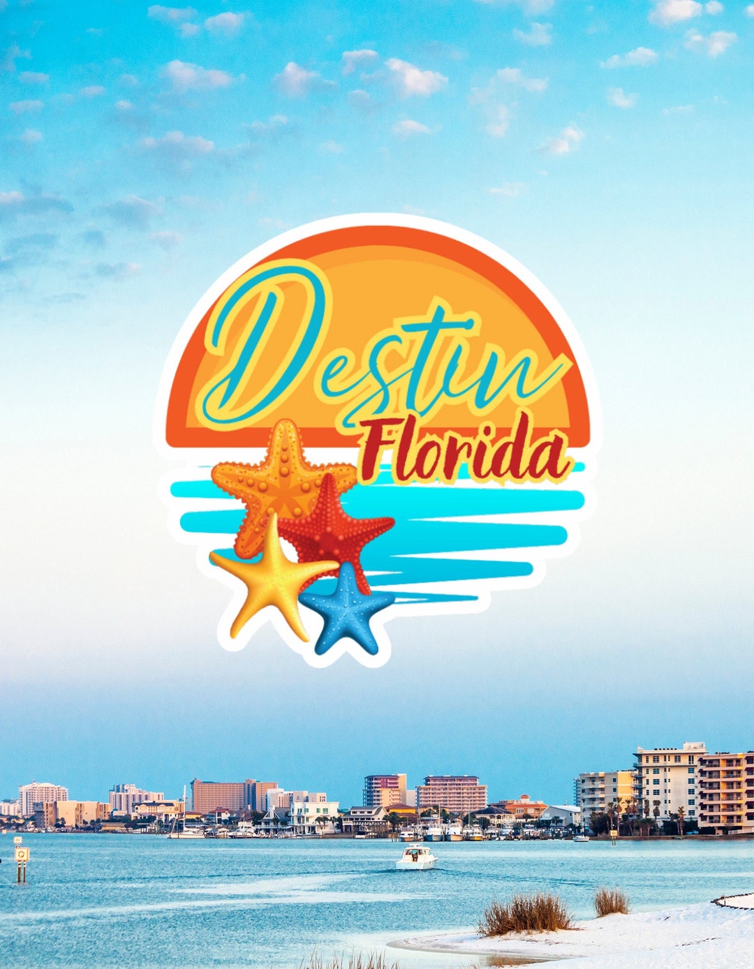 Destin Florida Vinyl Sticker! 3"x3" in Diameter! Waterproof! Made in ...