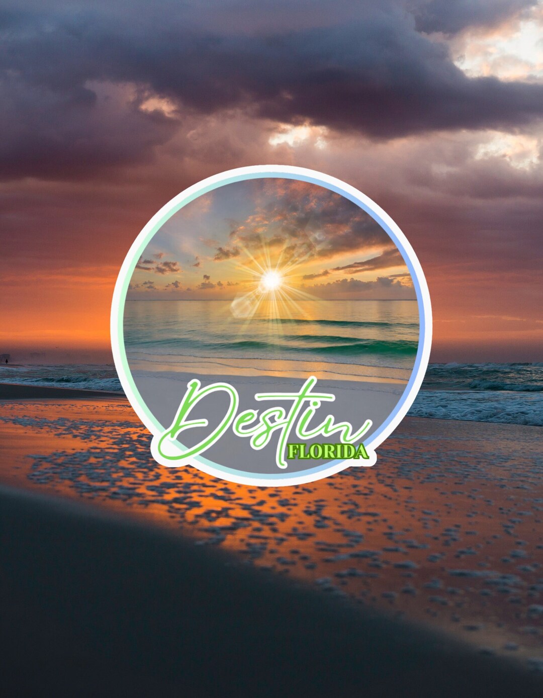Destin, Florida Sunset Sticker! 3.5" in Diameter! Waterproof! Made in ...