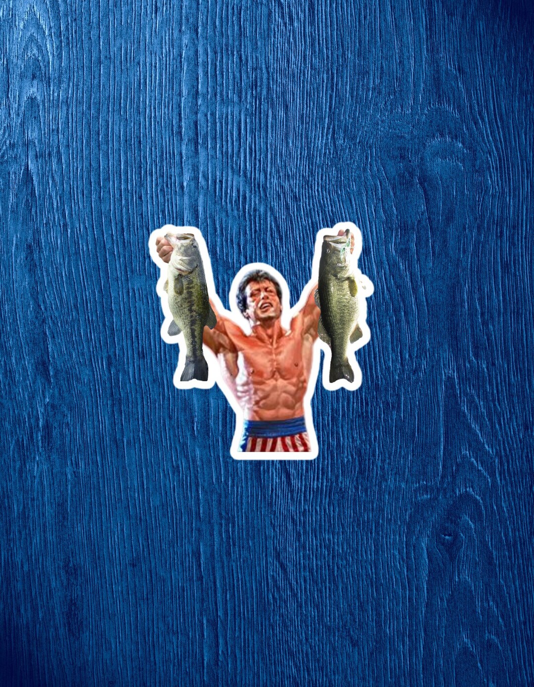 Rocky Balboa Bass Fishing Funny Sticker! 4"x3". Waterproof. Made in the ...