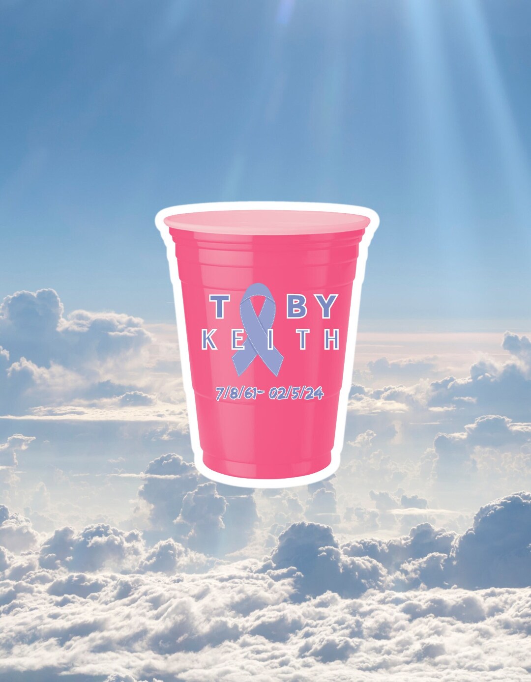 RIP Toby Keith Pink Solo Cup Decal Periwinkle Blue Stomach Cancer ...