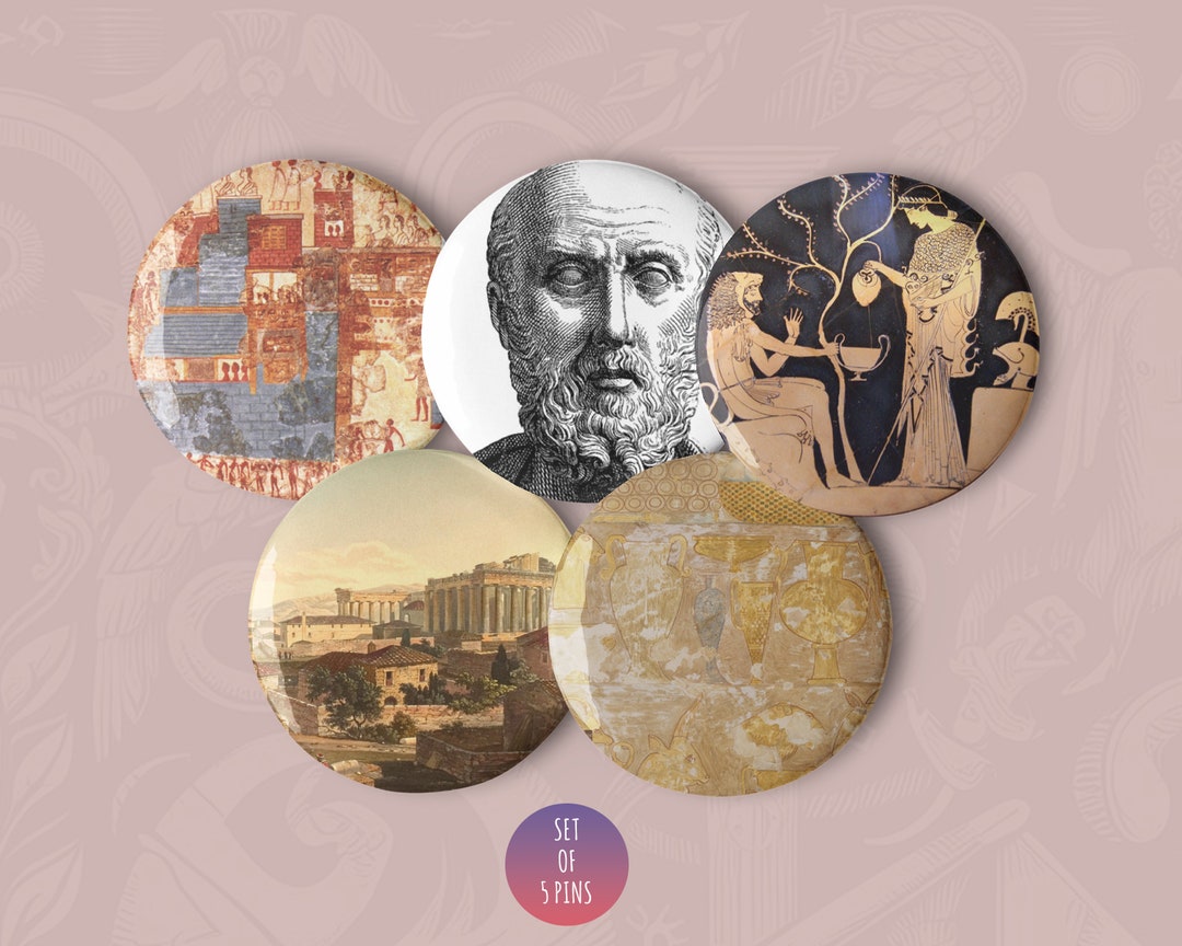 Set of 5 Pins, Ancient Greece II, Greek Pins, Pins Set, Badge Pack ...