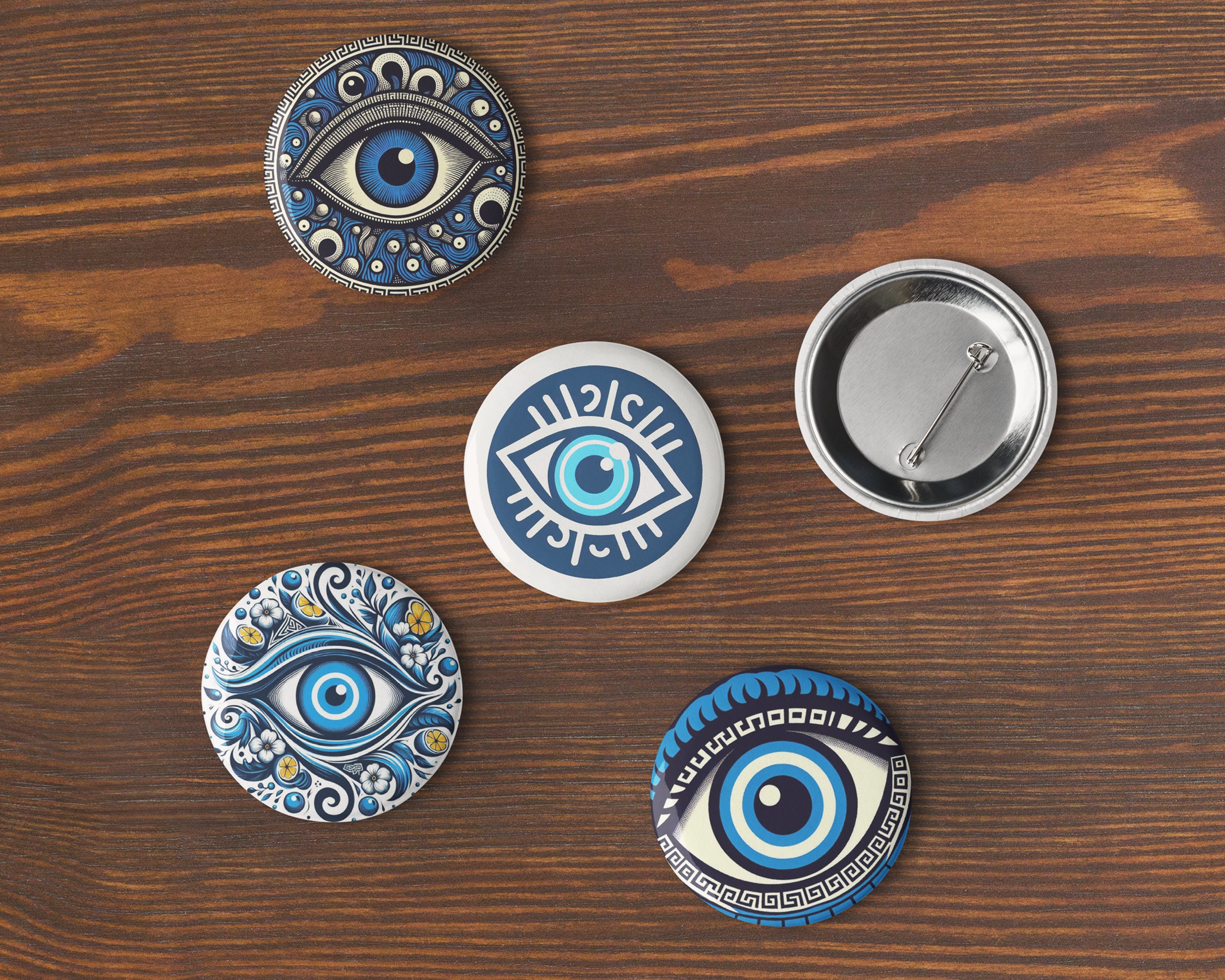 Set of 5 Pins, Greek Evil Eyes, Greek Pins, Pins Set, Badge Pack ...