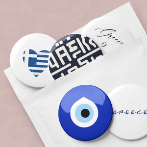 Set of 5 Pins, Greek Pins II, Greek Pins, Pins Set, Badge Pack, Glossy ...