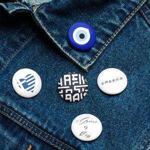 Set of 5 Pins, Greek Pins II, Greek Pins, Pins Set, Badge Pack, Glossy ...