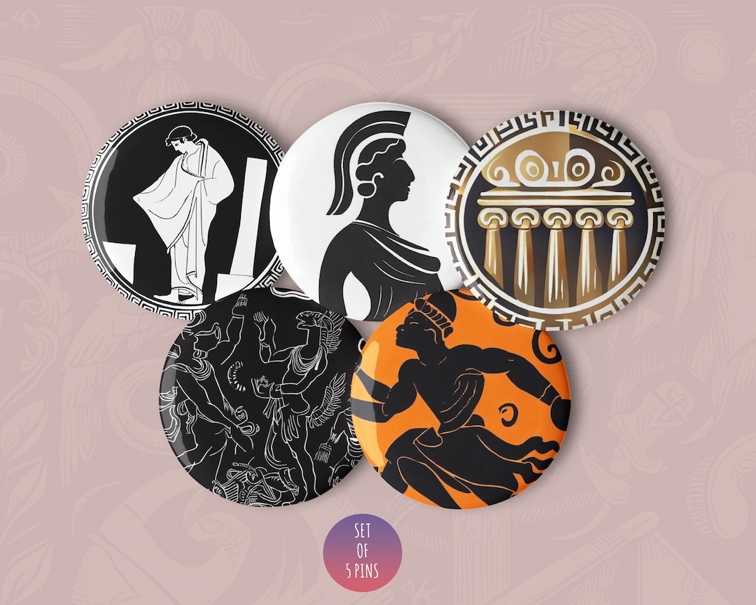 Set of 5 Pins, Ancient Greece, Greek Pins, Pins Set, Badge Pack, Glossy ...