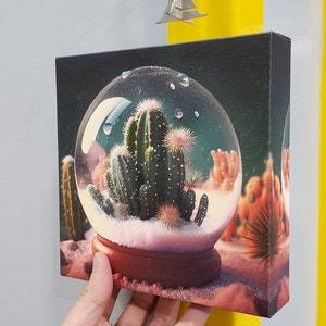 Photo of Cactus in a Snow Globe, Canvas Wrap - Etsy