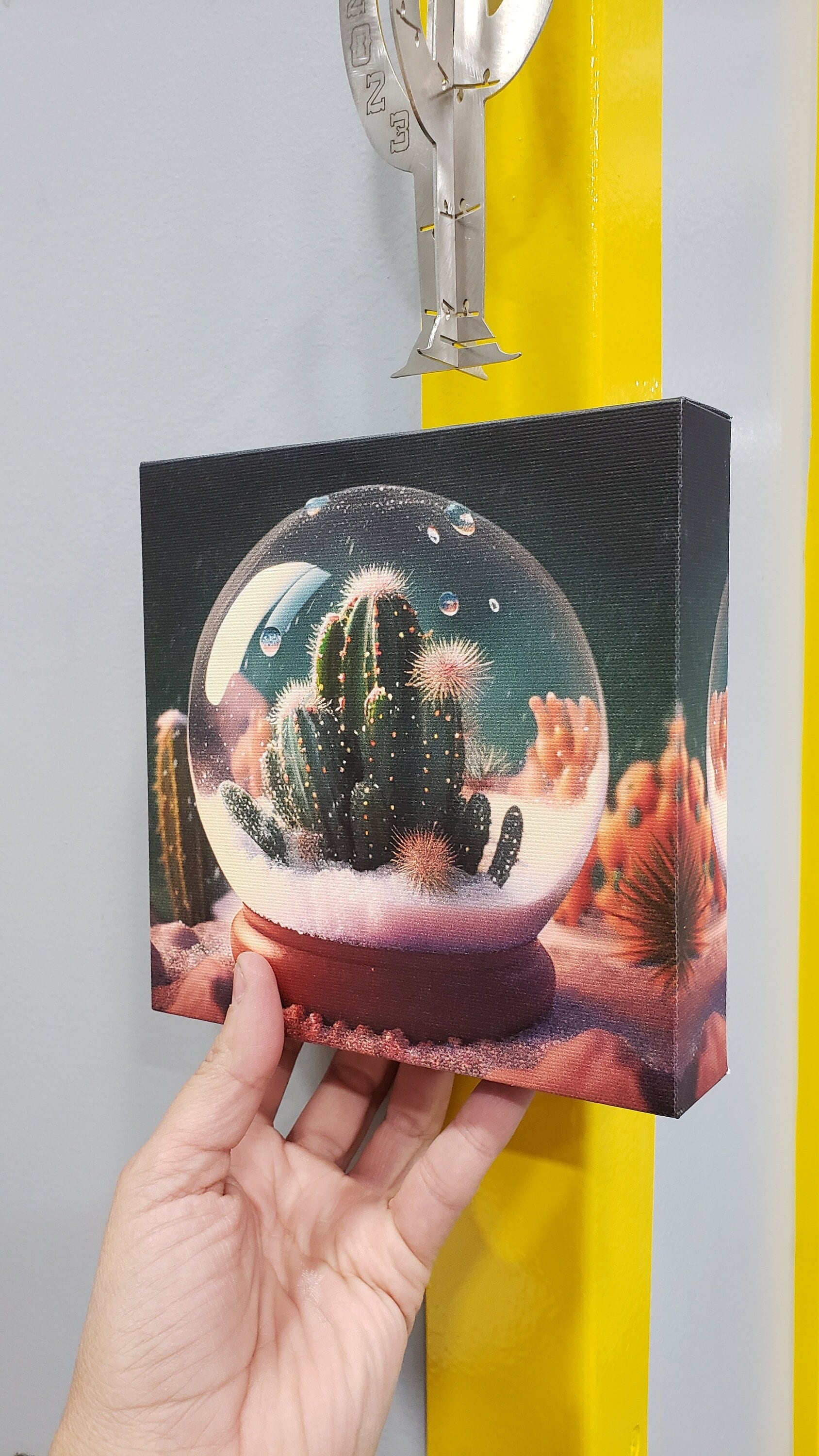 Photo of Cactus in a Snow Globe, Canvas Wrap - Etsy