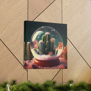 Photo of Cactus in a Snow Globe, Canvas Wrap - Etsy