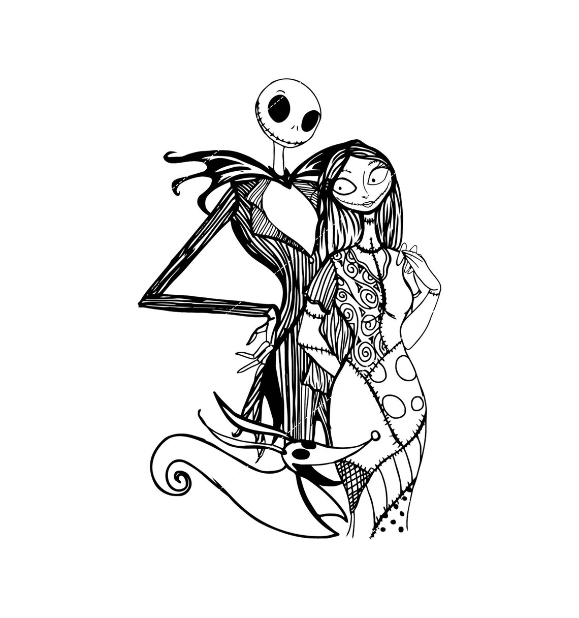 Jack and Sally in Heart SVG, Couple Jack and Sally SVG, the Nightmare ...