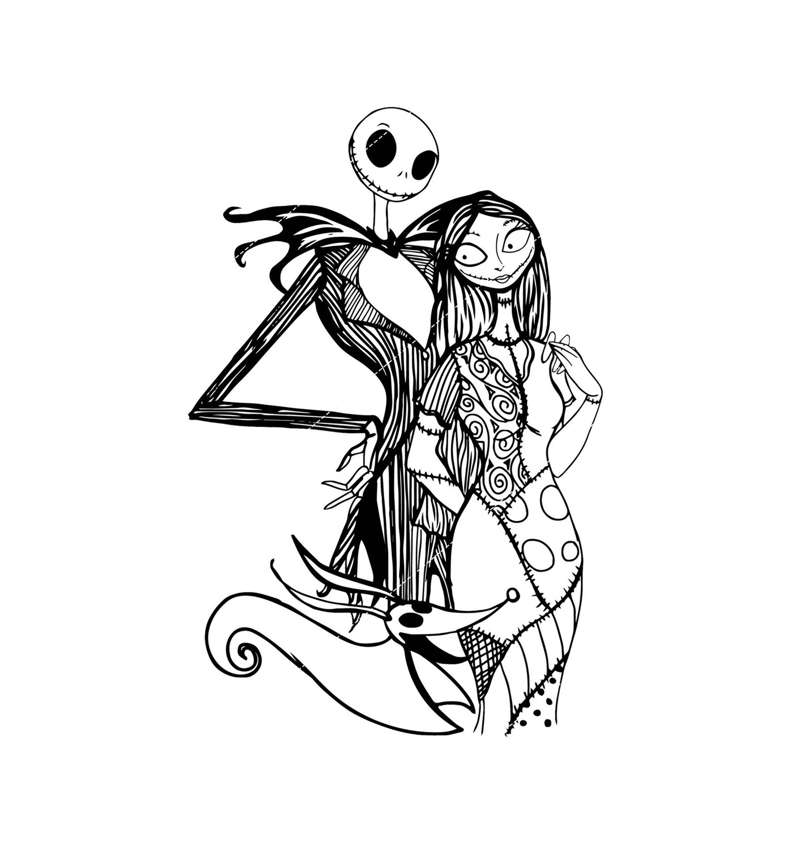 Jack and Sally in Heart SVG, Couple Jack and Sally SVG, the Nightmare ...