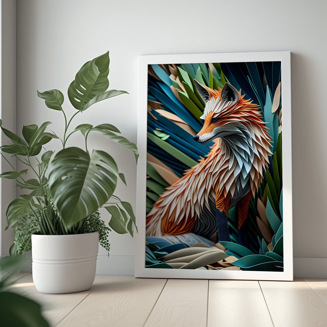 Surreale Tier Art Print Bunter Fuchs Portrait Art Print - Etsy.de