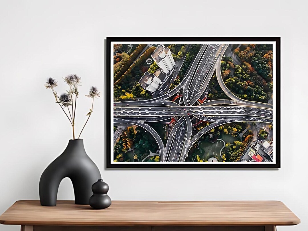 Road Intersection Poster Wall Art, Stunning Canva HD Design for Modern ...