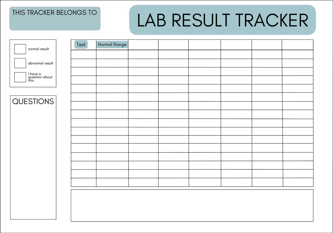 Medical Lab Result Health Tracker | PDF | 6 Different Templates ...