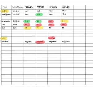 Medical Lab Result Health Tracker | PDF | 6 Different Templates ...