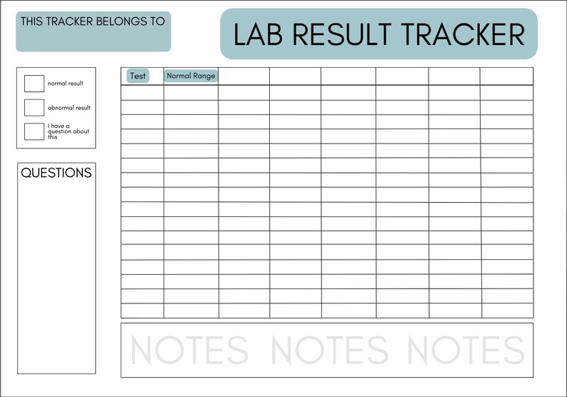 Medical Lab Result Health Tracker | PDF | 6 Different Templates ...