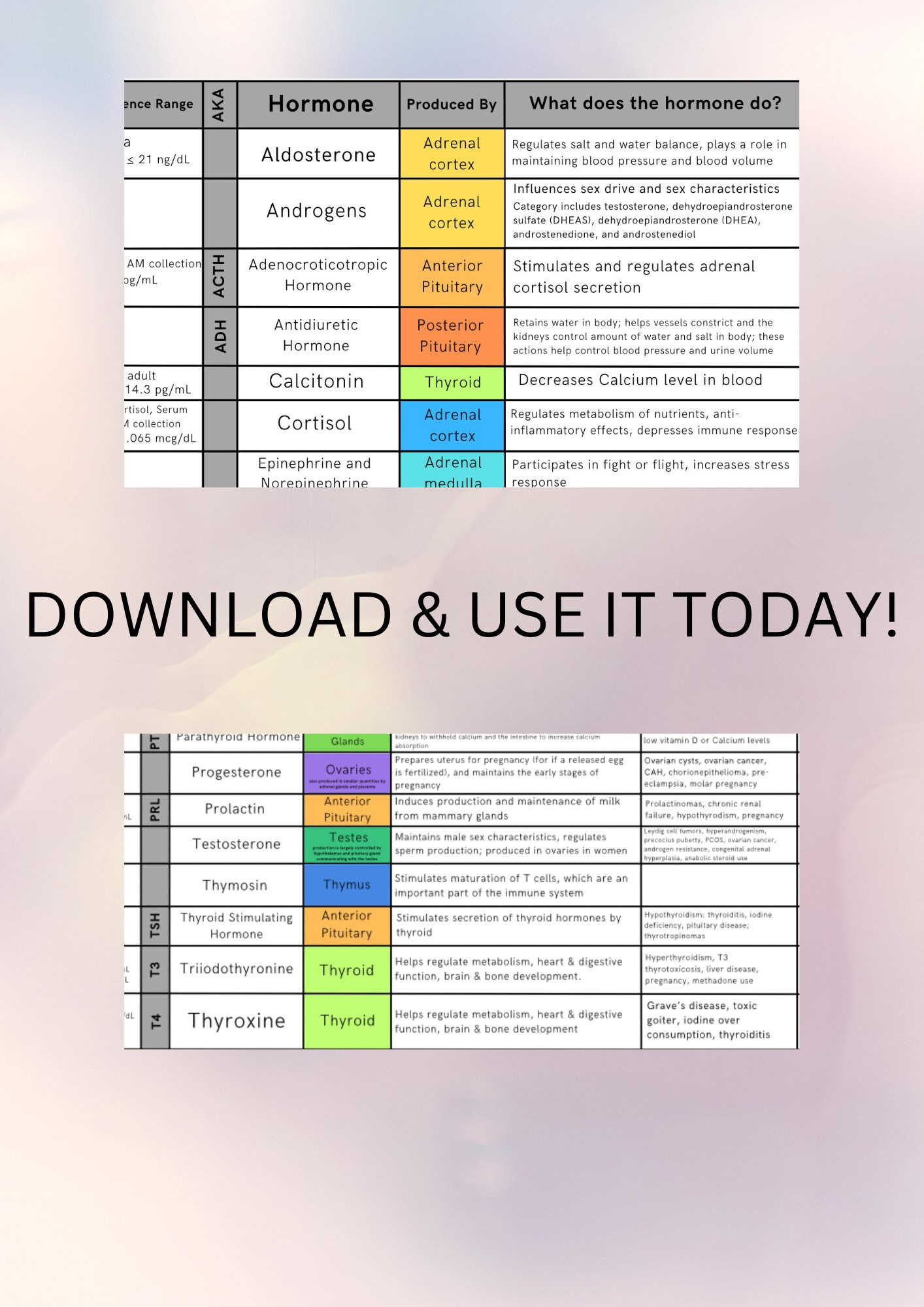Hormone Cheat Sheet - Endocrine - Mlt/mls/mt/rn Med Tech Chemistry ...