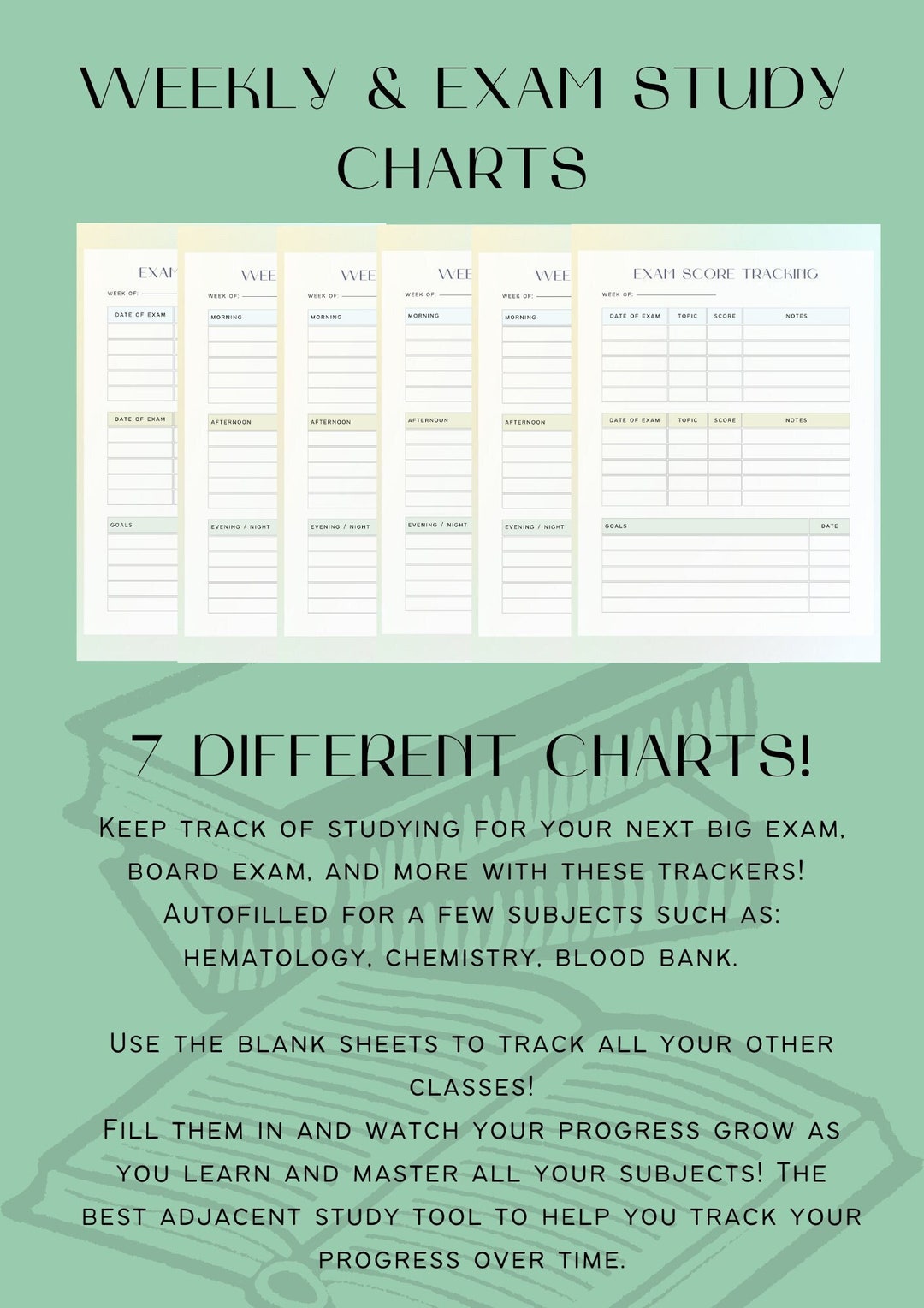 Study Charts! Exam Score Tracking, for Lab, Nursing, & More! Mlt/mls/mt ...