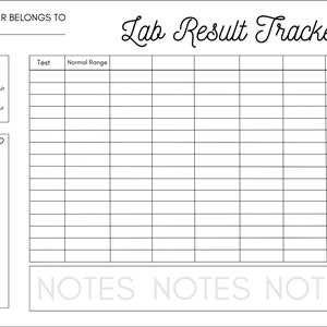Medical Lab Result Health Tracker | PDF | 6 Different Templates ...