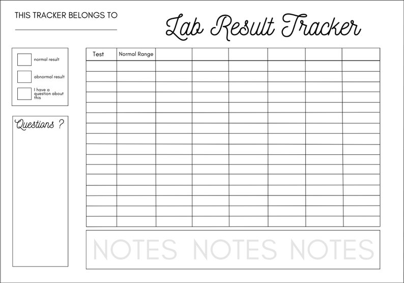 Medical Lab Result Health Tracker | PDF | 6 Different Templates ...