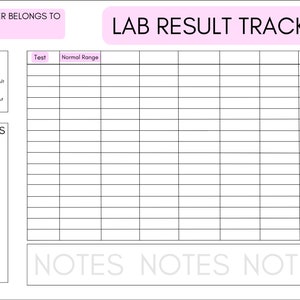 Medical Lab Result Health Tracker PDF 6 Different Templates Planner ...