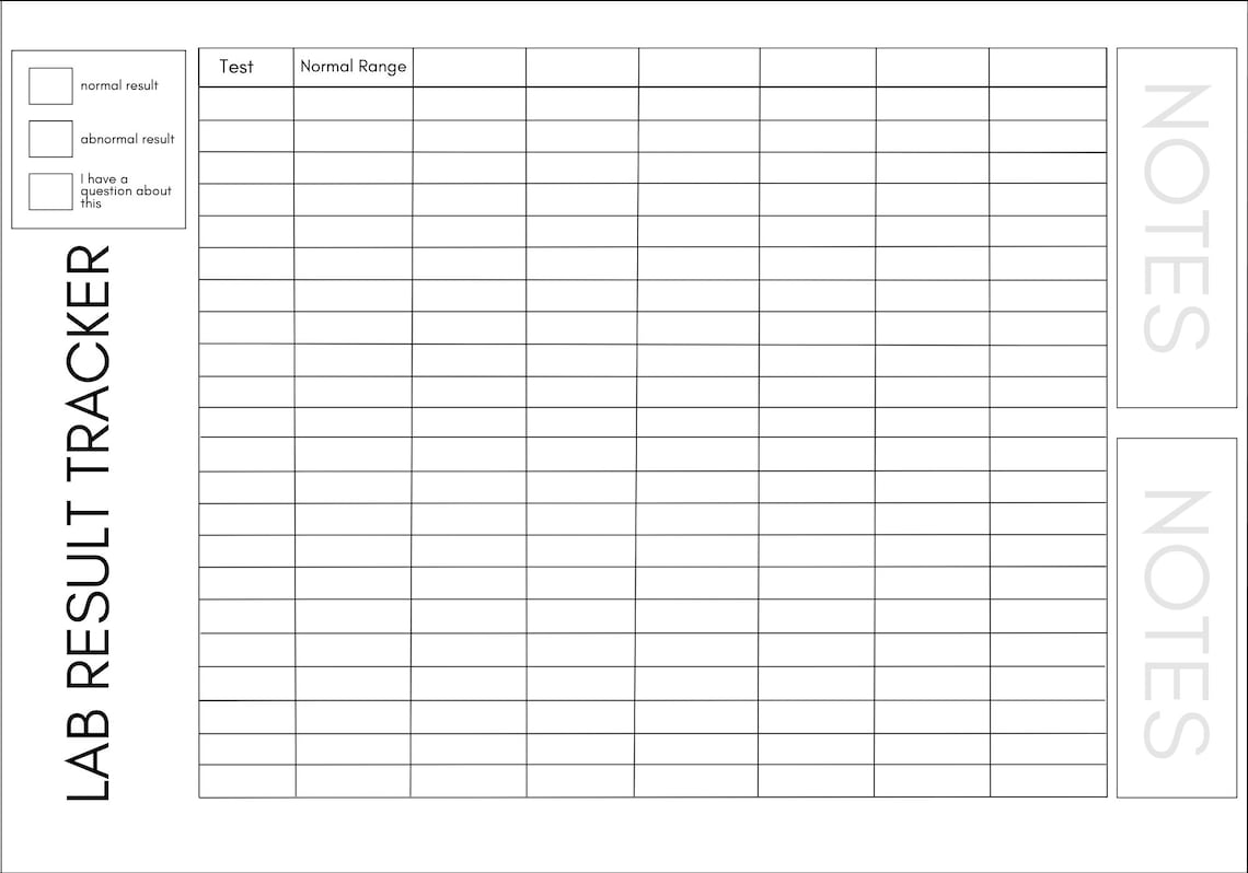 Medical Lab Result Health Tracker | PDF | 6 Different Templates ...