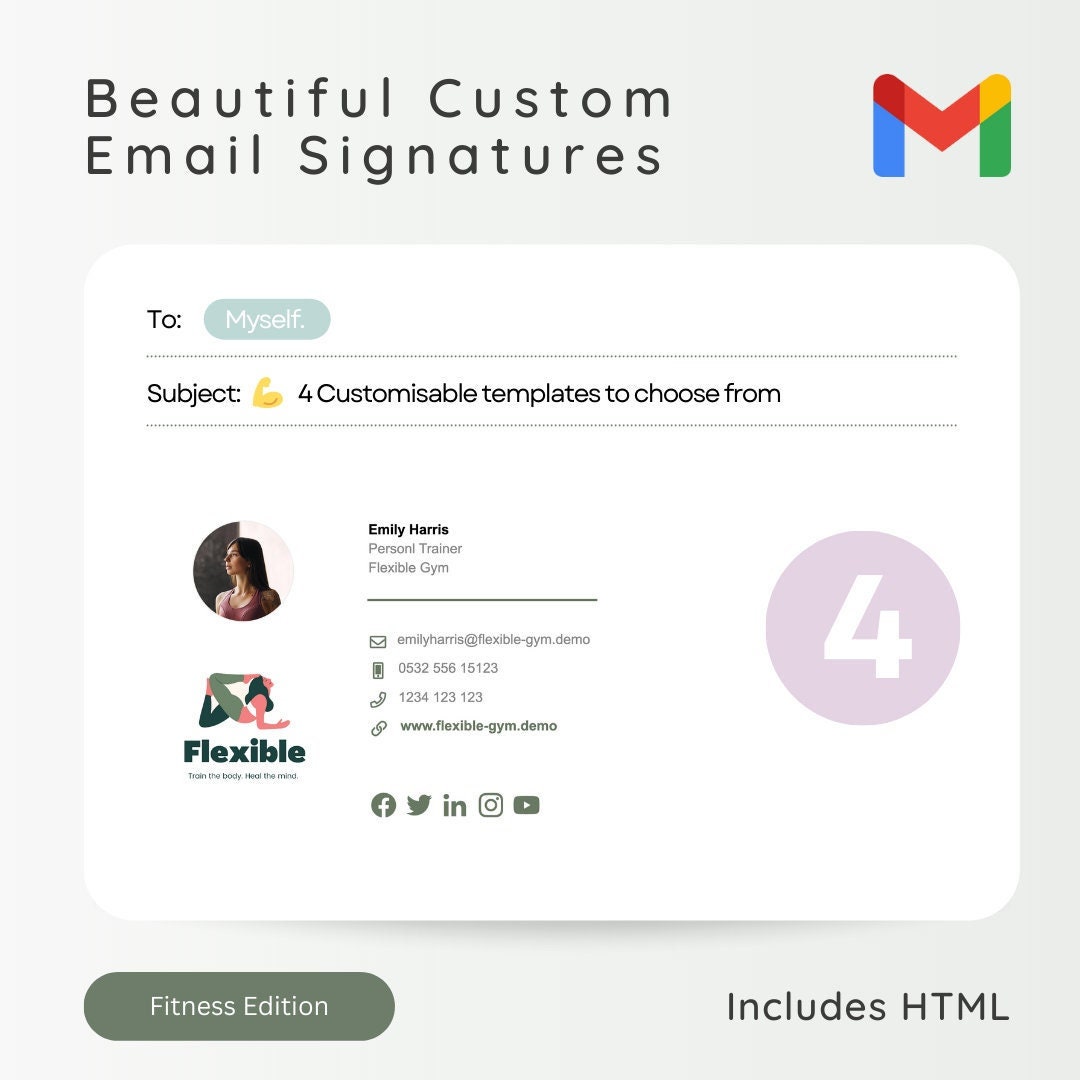 Fitness Email Signature Templates | Custom HTML Design (PDF) - Etsy