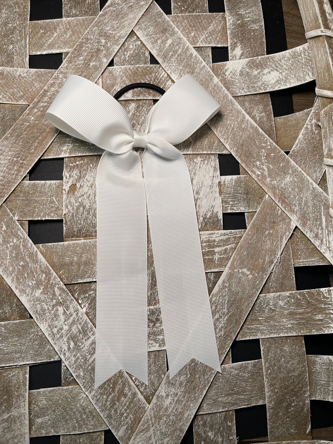 White Collegiate Style Cheer Bow/ Skinny Cheer Bow - Etsy